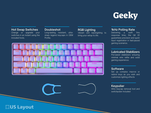 GK61 Gaming Keyboard - US Layout – Geeky
