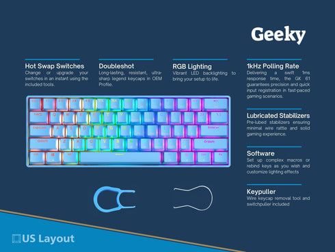 GK61 Gaming Keyboard - US Layout – Geeky