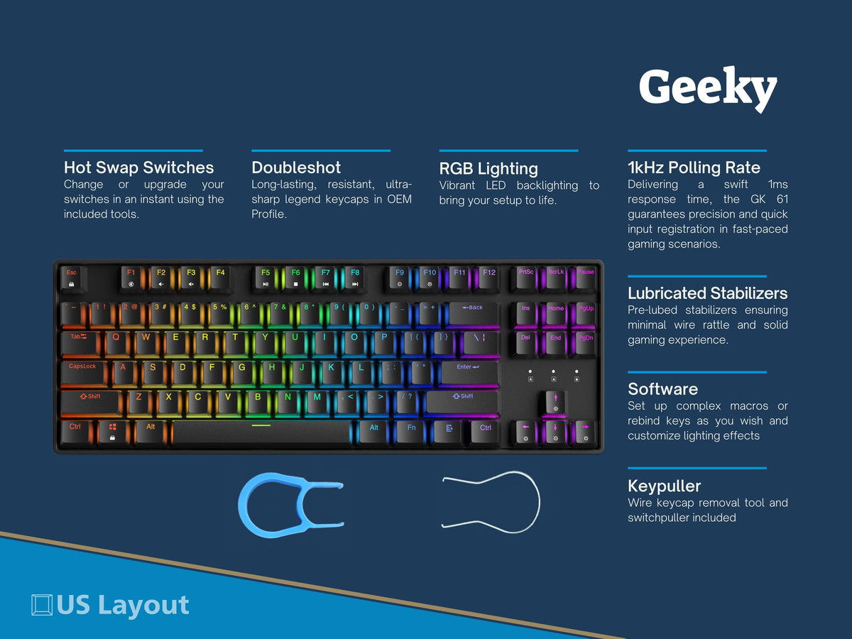 GK80 Gaming Keyboard - US Layout – Geeky