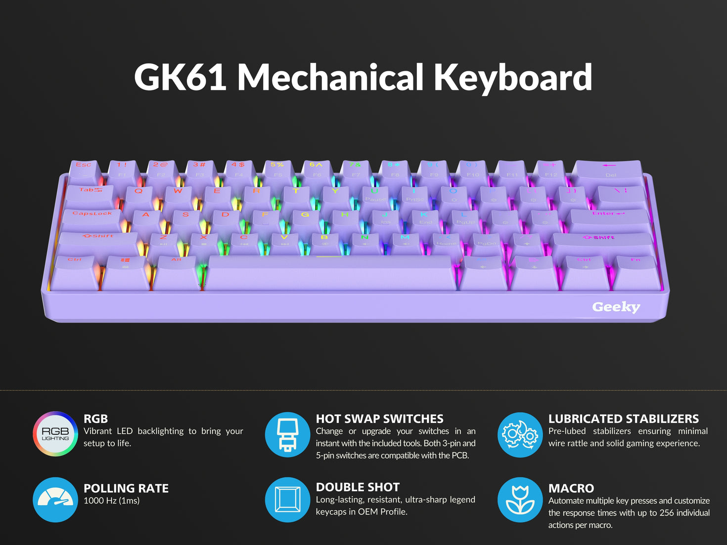 GK61 Gaming Keyboard - US Layout – Geeky