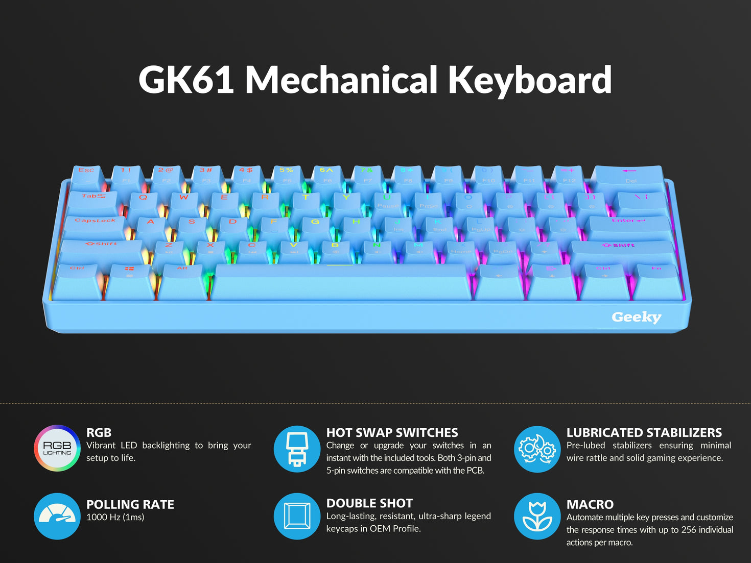 GK61 Gaming Keyboard - US Layout – Geeky