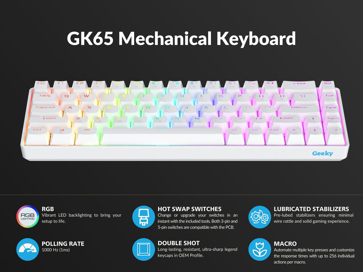 GK65 Gaming Keyboard - US Layout – Geeky